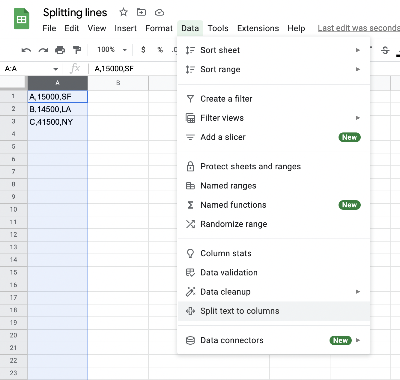 How to split cells in Google Sheets? - Sheets For Corporate